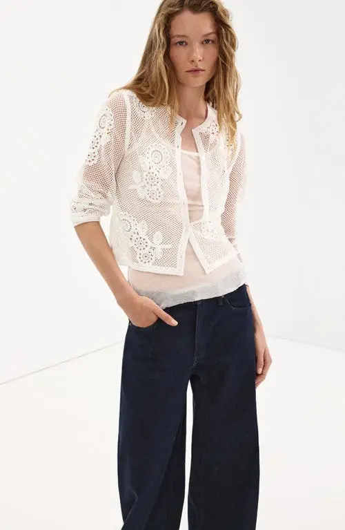 Mango Crocheted Floral Cardigan