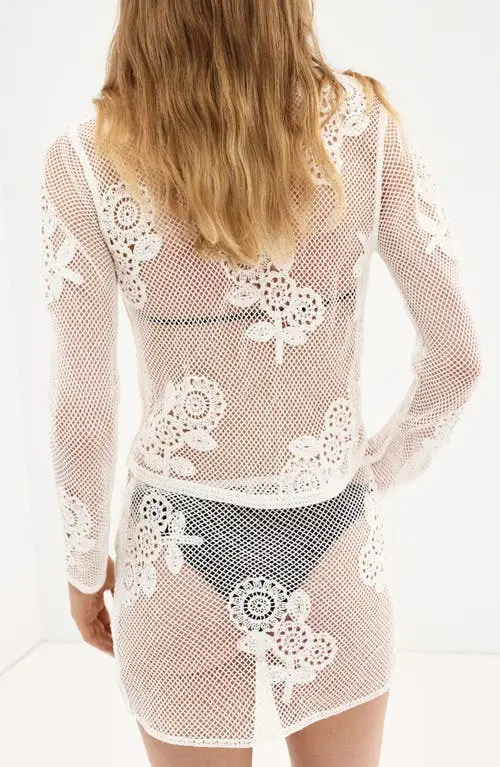 Mango Crocheted Floral Cardigan