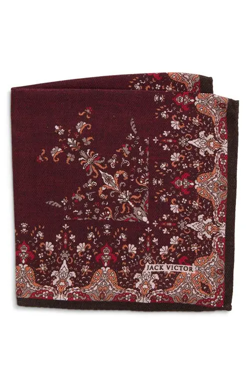 JACK VICTOR Military Floral Pocket Square - Bordeaux