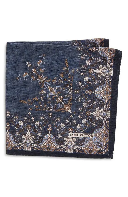 JACK VICTOR Military Floral Pocket Square - Denim