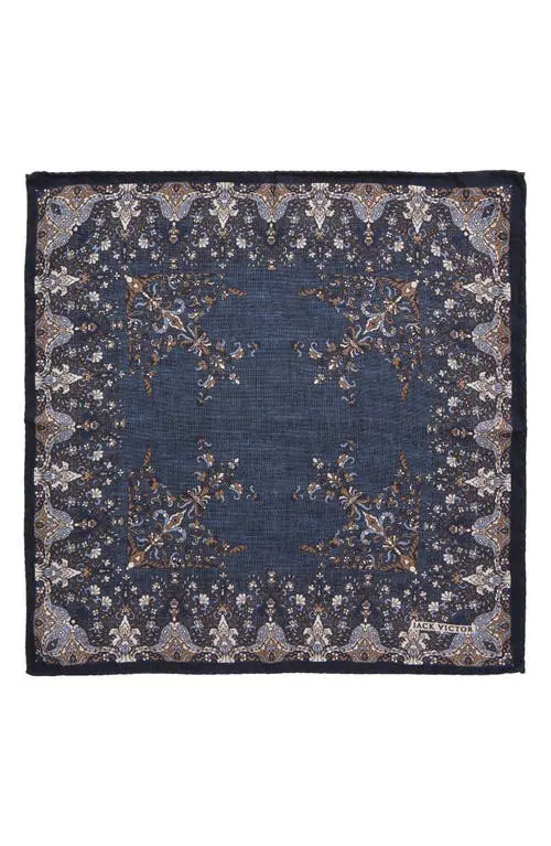 JACK VICTOR Military Floral Pocket Square - Denim