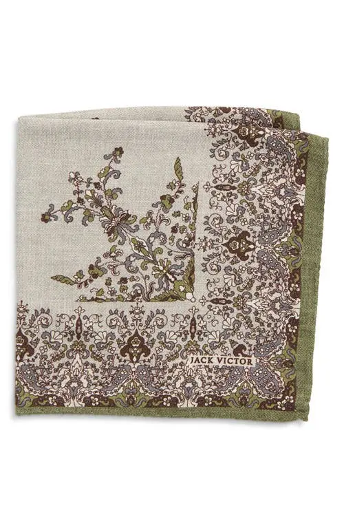 JACK VICTOR Military Floral Pocket Square - Linen