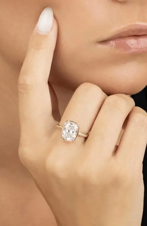 Sterling Forever Cushion Cut Sterling Ring - Gold