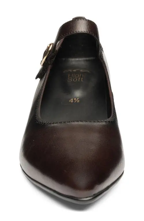 ARA Mary Jane Block Heel Pumps - Brown