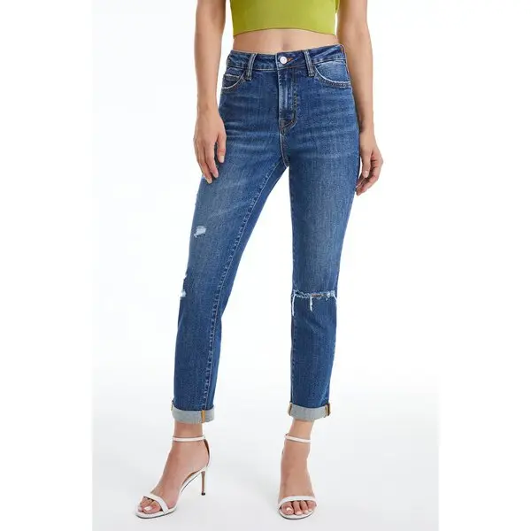 BAYEAS High Waist Ripped Straight Leg Jeans