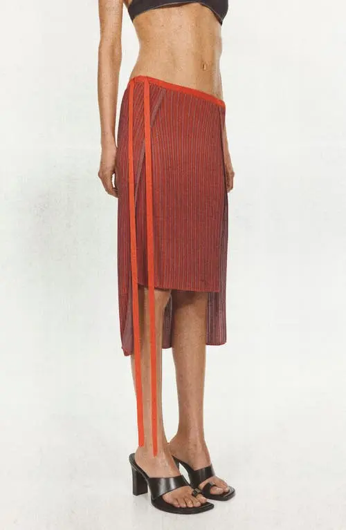 Mango Ribbed Overlay Midi Skirt