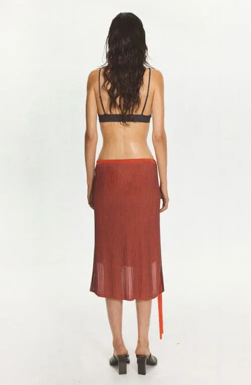 Mango Ribbed Overlay Midi Skirt