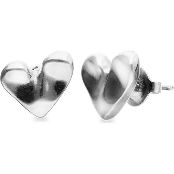 UNODE50 Sterling Plated Heart Earrings - Silver