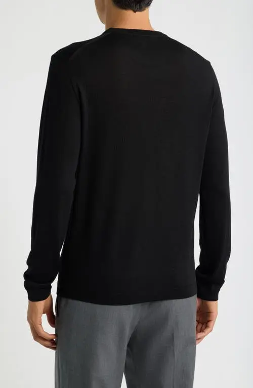 JACK VICTOR Wool & Silk Crewneck Sweater - Black