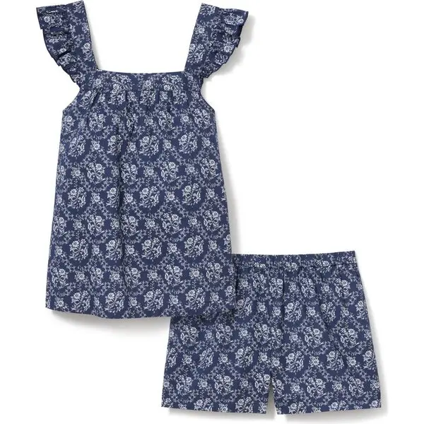 PETITE PLUME Clara Cotton Poplin Short Pajamas - Navy