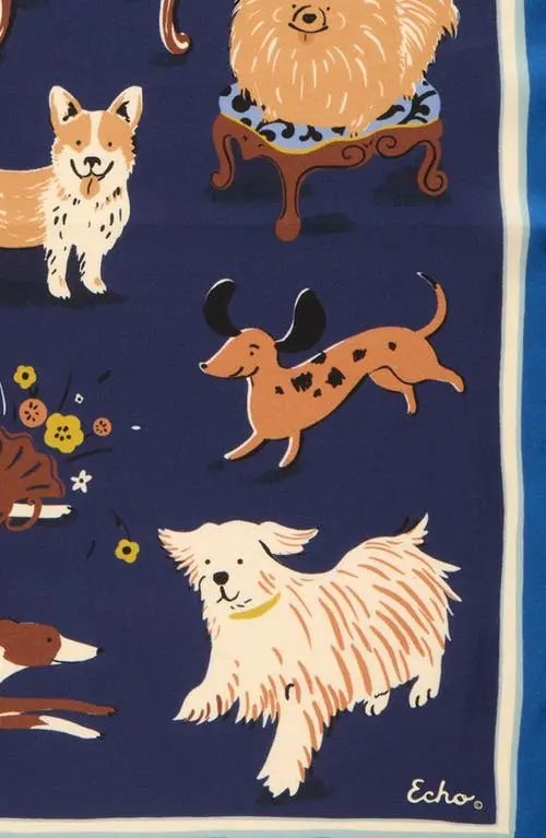 Echo Doggie Daycare Silk Bandana - Navy