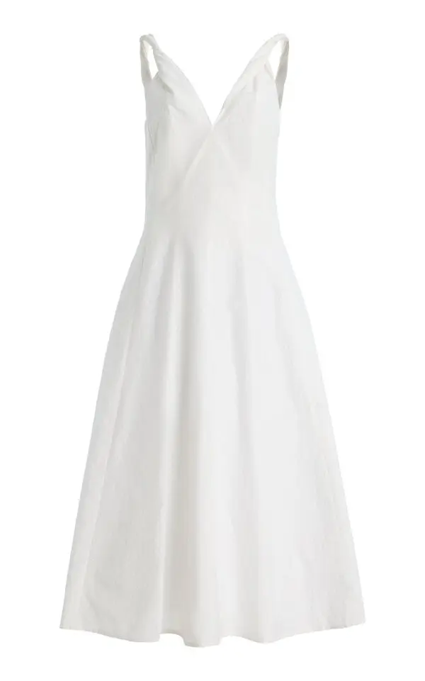 RÓHE Twisted-shoulder Cotton-blend Midi Dress