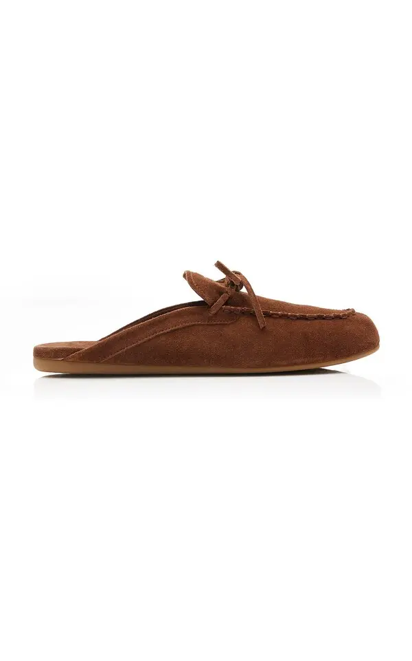 Miu Miu Suede Loafer Mules With Tie Detail