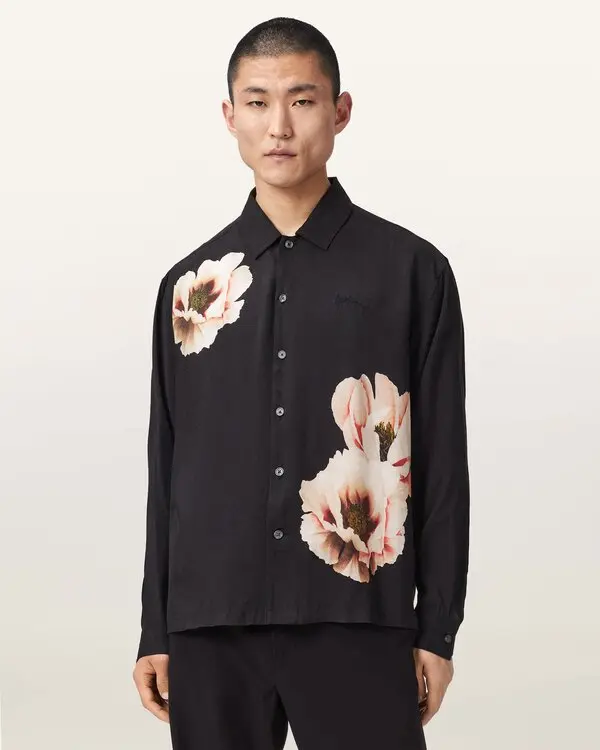 ALLSAINTS Floraison Long Sleeve Oversized Shirt