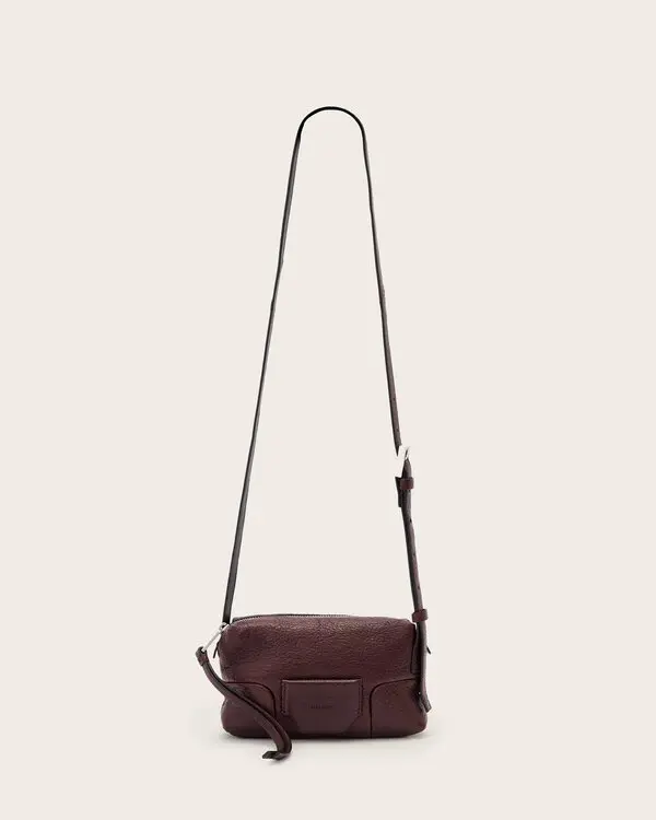 ALLSAINTS Ares Leather Crossbody Bag - Red/slvr