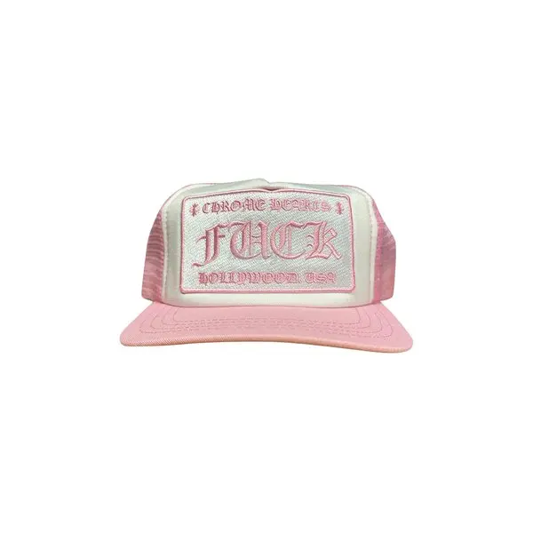Chrome Hearts Fuck Hollywood Trucker Hat /pink - White