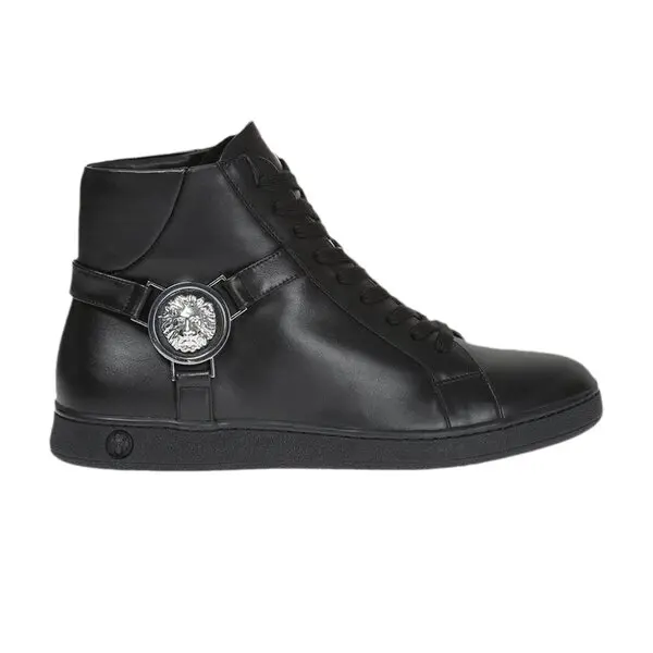 Versace High Top Sneakers With Lion Medallion Detail