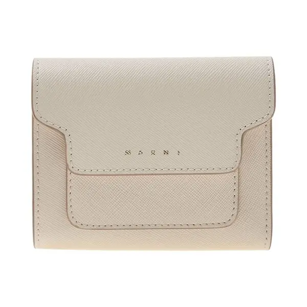 Marni Saffiano Leather Trifold Wallet 'talc