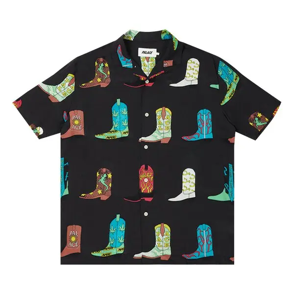 PALACE Graphic Print Short Sleeve Shirt - Black