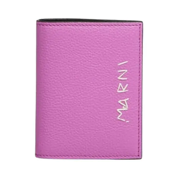 Marni Mending Bi-fold Leather Wallet 'cassis