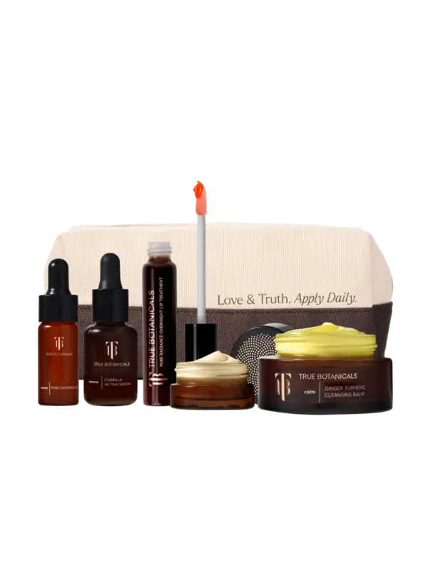 True Botanicals Tried & True Skin Wellness Essentials 4 Travel Sizes, 1 Bag