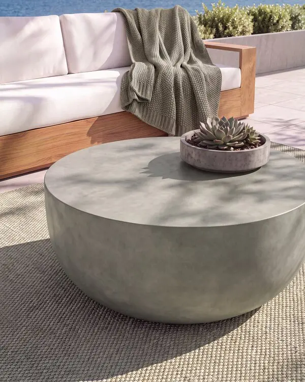 Quince Concrete Drum Indoor/outdoor Coffee Table