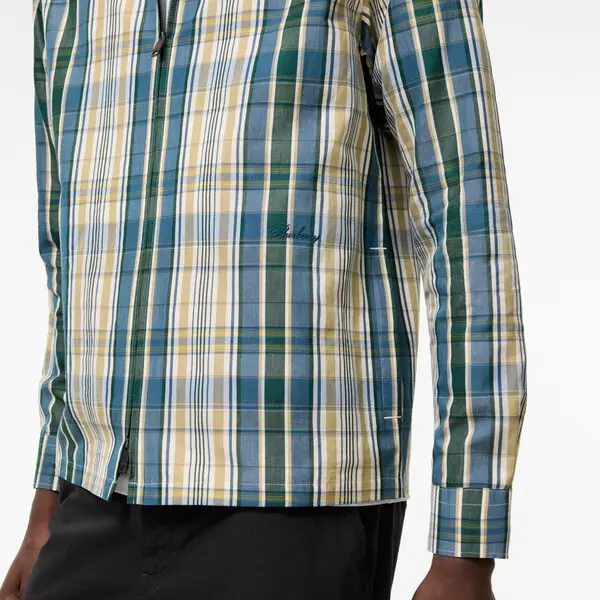 Burberry Check Cotton Linen Overshirt - Peacock Blue