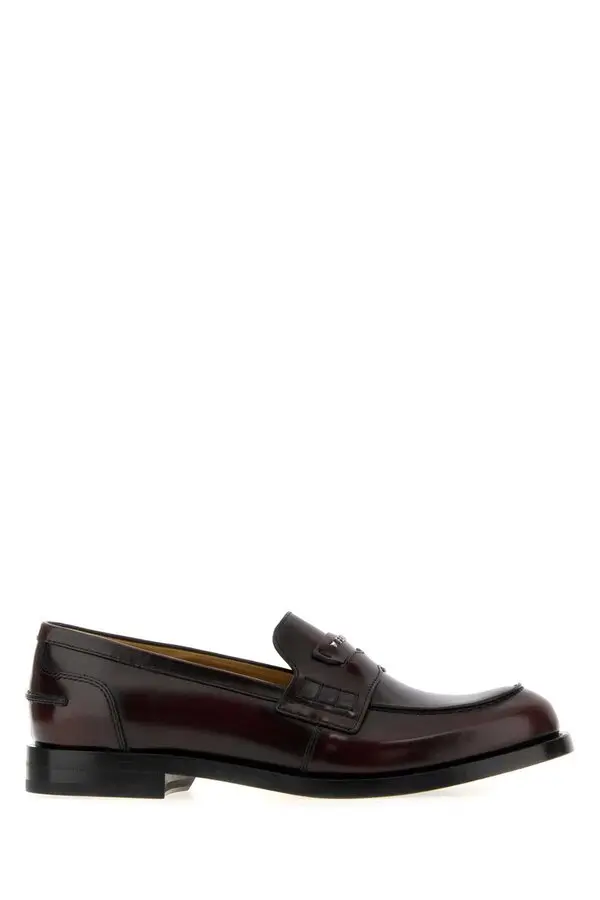 Fendi Burgundy Leather Ateneo Loafers