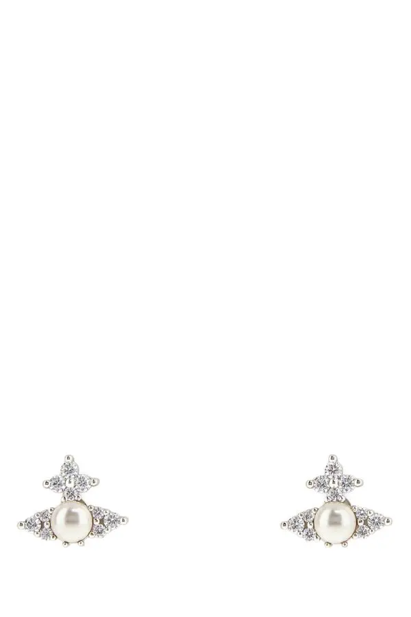VIVIENNE WESTWOOD Embellished Metal Feodora Earrings - White