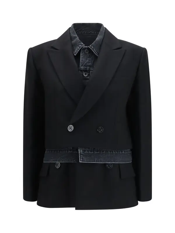 Sacai Wool Flannel And Denim Jacket