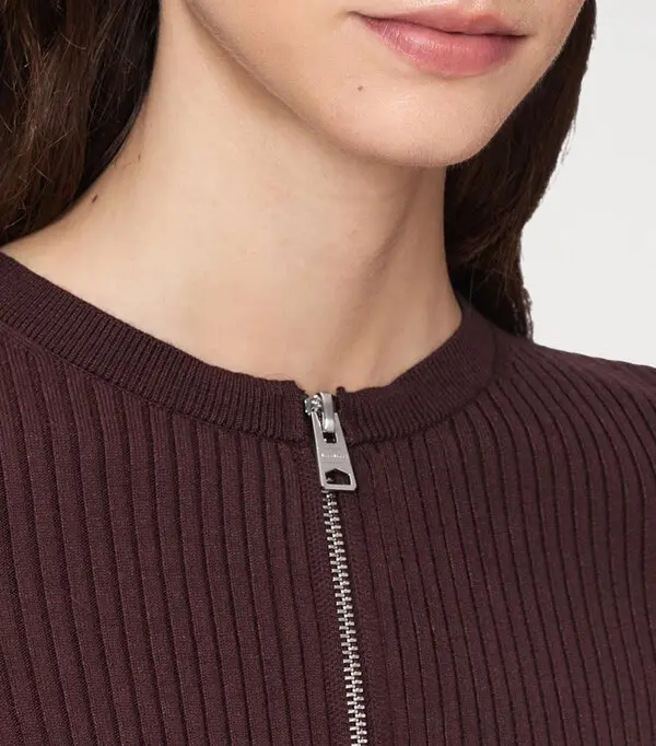 ALLSAINTS Ribbed Cruz Cardigan With Two-way Zip - Brown