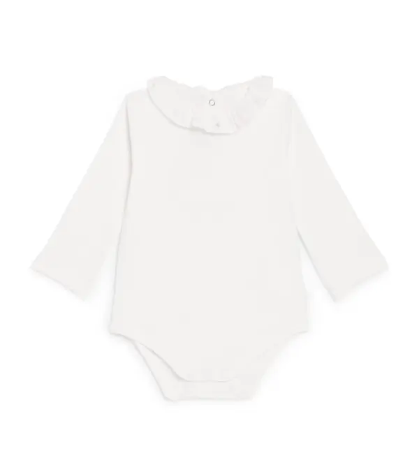 MARIE-CHANTAL Pima Cotton Athena-embroidered Long Sleeve Bodysuit