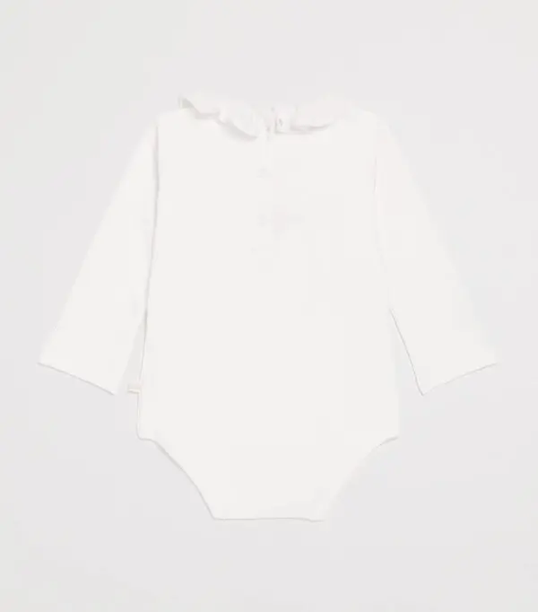 MARIE-CHANTAL Pima Cotton Athena-embroidered Long Sleeve Bodysuit
