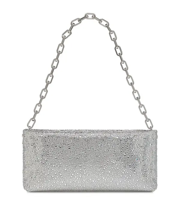 CHRISTIAN LOUBOUTIN Maykimay Chain Pouch Suede Clutch Bag - Silver