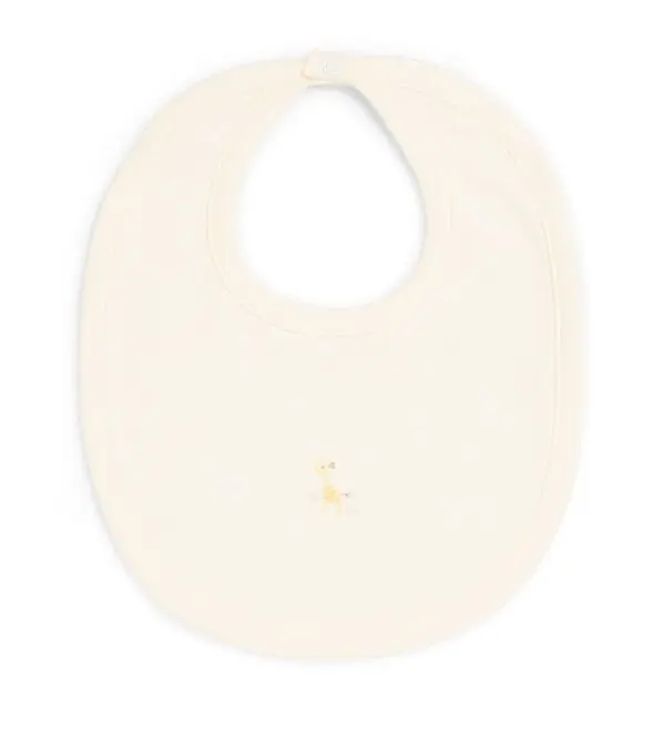 KISSY KISSY Pima Cotton Embroidered Giraffe Bib - Yellow
