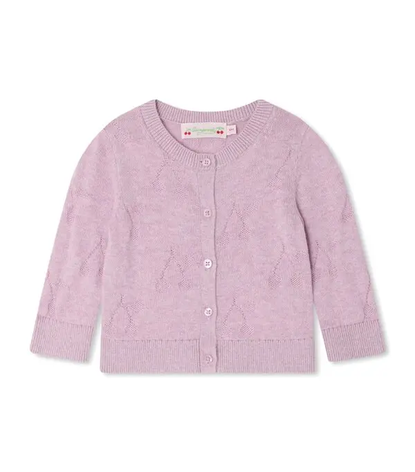 Bonpoint Cotton-cashmere Cardigan With Cherry Motif