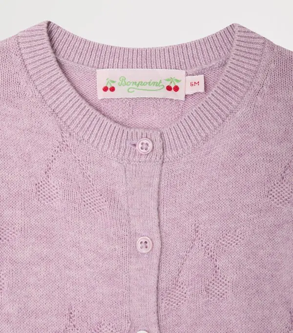 Bonpoint Cotton-cashmere Cardigan With Cherry Motif