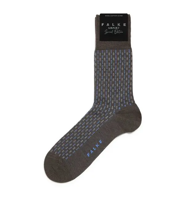 Falke Virgin Wool-blend Patterned Dress Socks - Brown