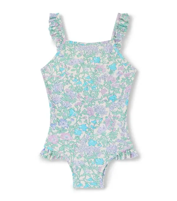 Bonpoint Cecilia One-piece Swimsuit With Ruffle Trim - Purple