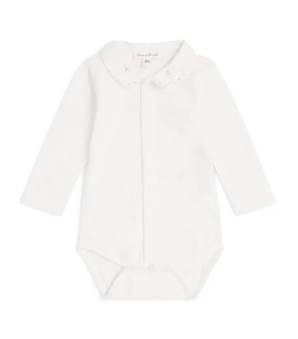 TARTINE ET CHOCOLAT Stretch-cotton Embroidered Long-sleeve Bodysuit