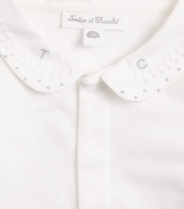 TARTINE ET CHOCOLAT Stretch-cotton Embroidered Long-sleeve Bodysuit