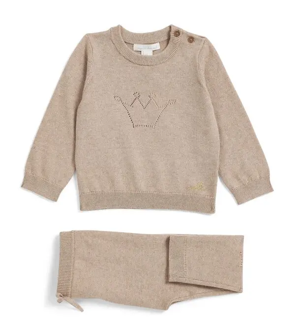 MARIE-CHANTAL Crown Detail Cotton Cashmere Sweater And Sweatpants Set