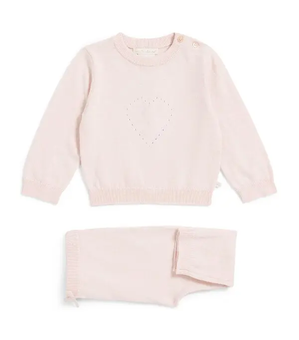 MARIE-CHANTAL Fine Knit Heart Detail Sweater And Sweatpants Set