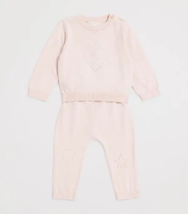 MARIE-CHANTAL Fine Knit Heart Detail Sweater And Sweatpants Set