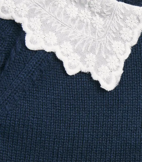 TARTINE ET CHOCOLAT Wool-blend Lace-collar Knitted Dress