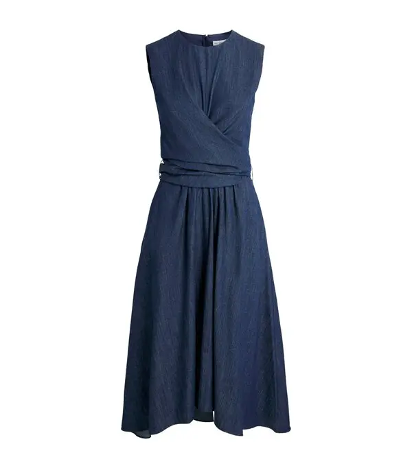 Altuzarra Cotton Chambray Penny Midi Dress - Blue