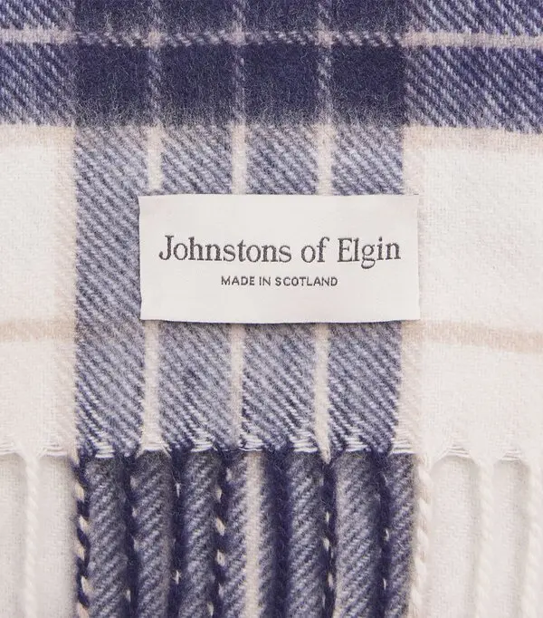 Johnstons Of Elgin Cashmere Tartan Scarf - White