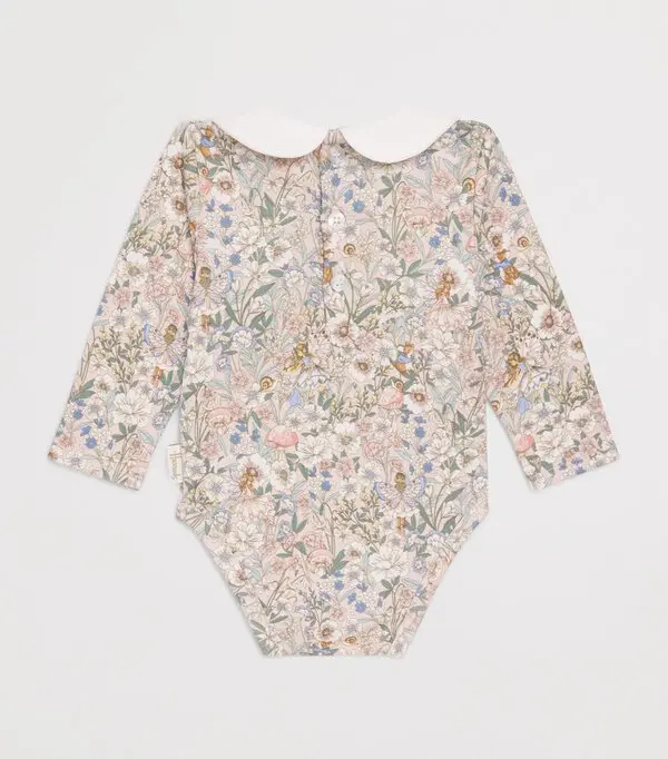 Harrods Cotton Printed Bodysuit With Embroidered Collar