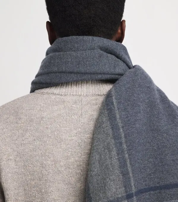 Johnstons Of Elgin Cashmere Tartan Scarf - Grey