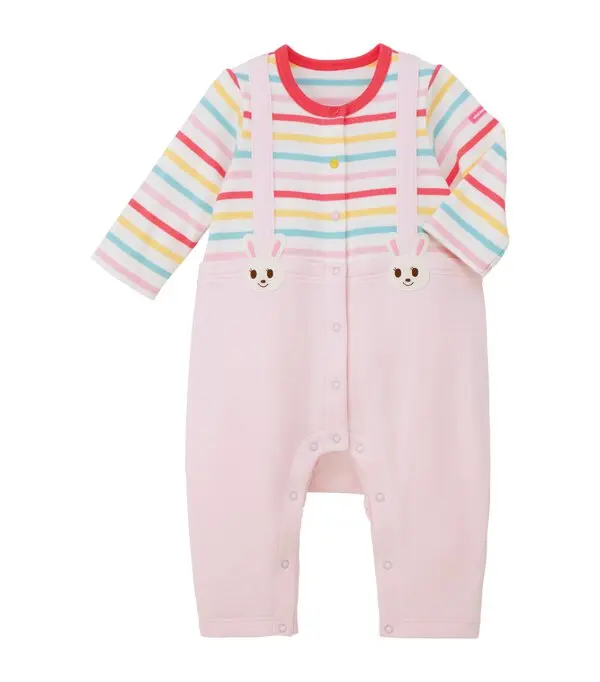 MIKI HOUSE Cotton Embroidered All-in-one - Pink